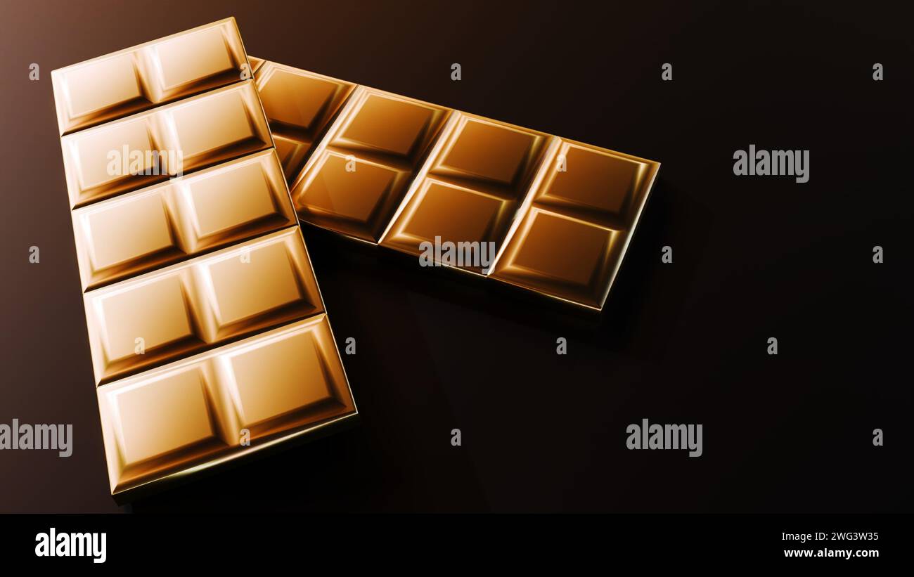 3d rendering of gold chocolate bar on the brown background Stock Photo ...