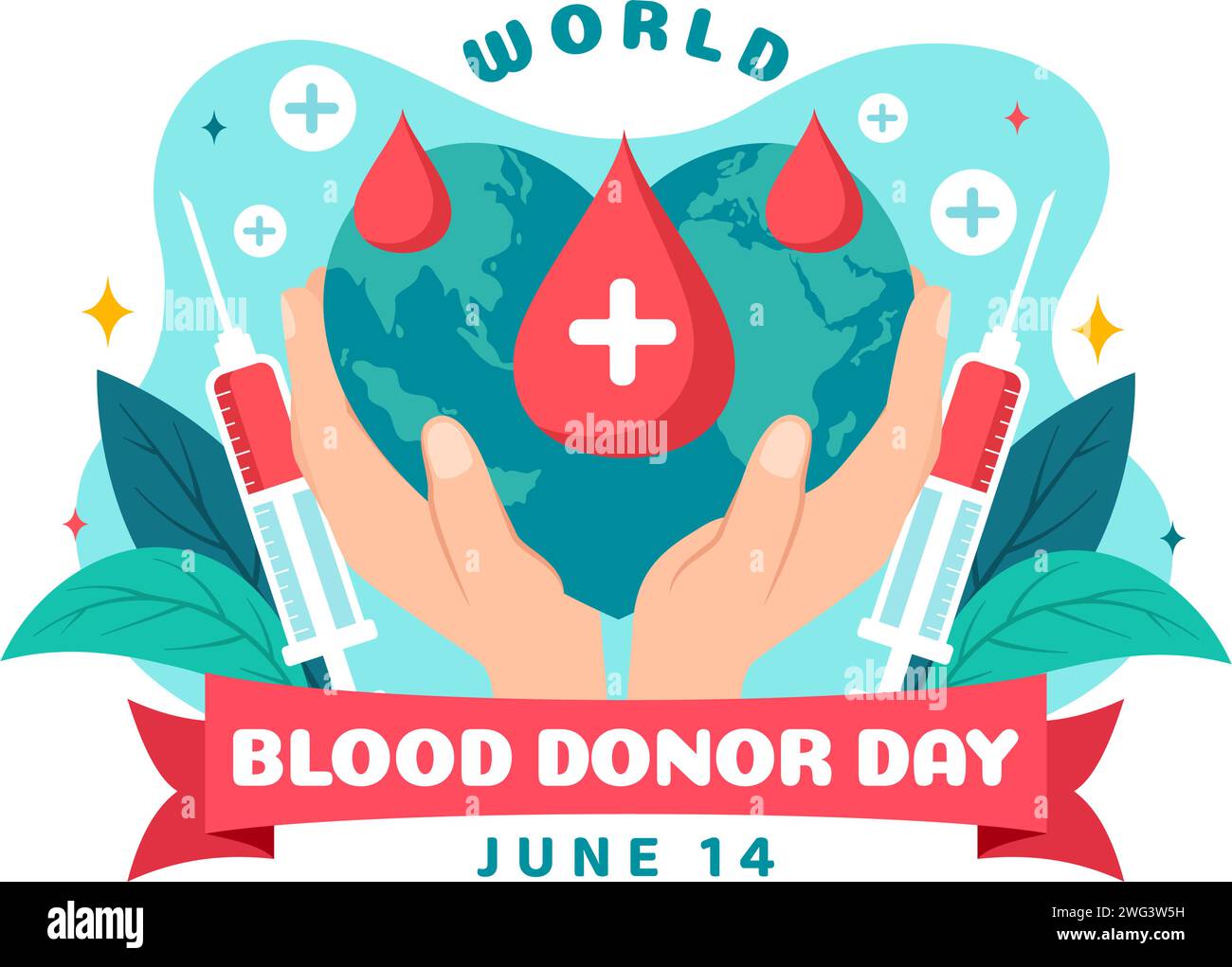 World Blood Donor Day Vector Illustration on June 14 with Human Donated ...