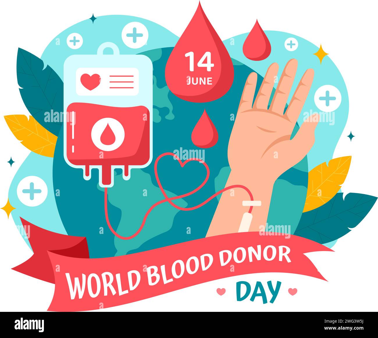World Blood Donor Day Vector Illustration on June 14 with Human Donated ...