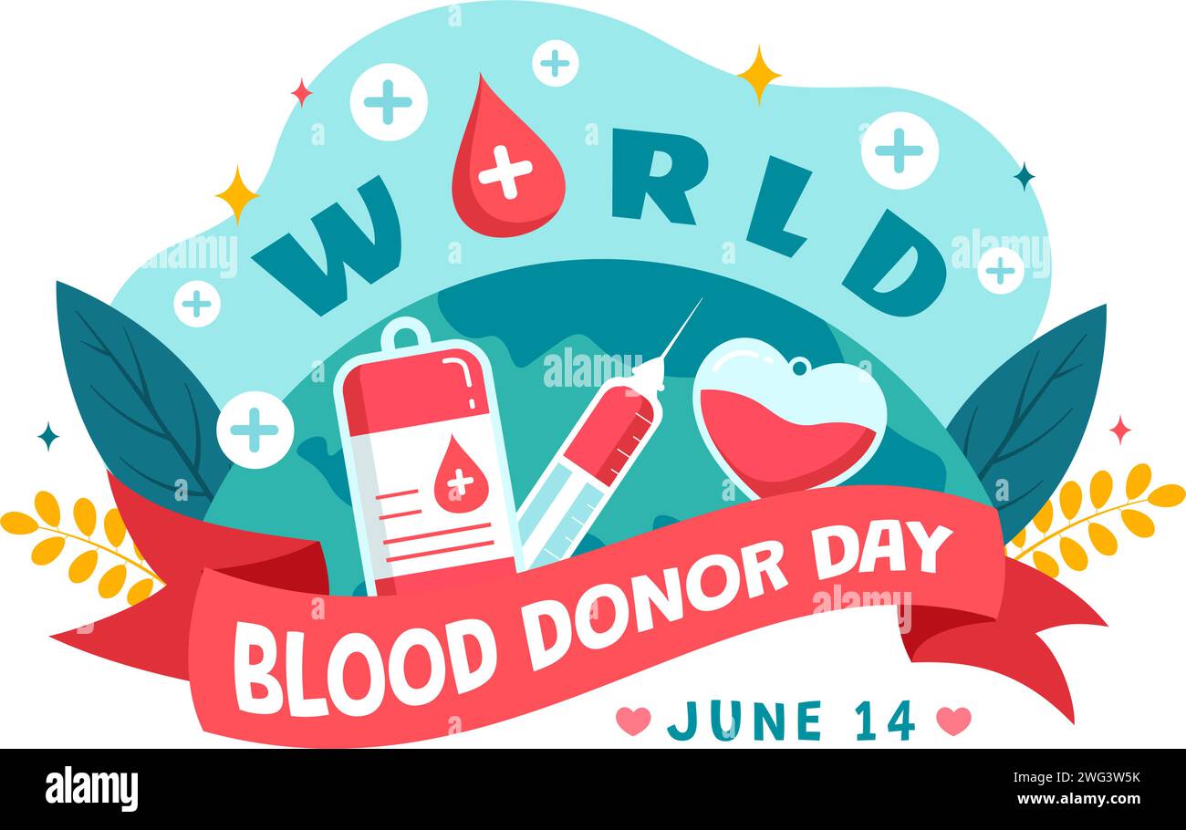 World Blood Donor Day Vector Illustration on June 14 with Human Donated ...