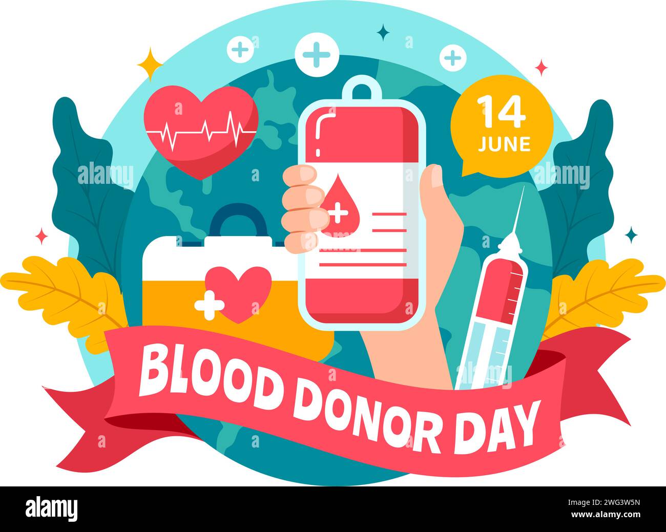 World Blood Donor Day Vector Illustration on June 14 with Human Donated ...