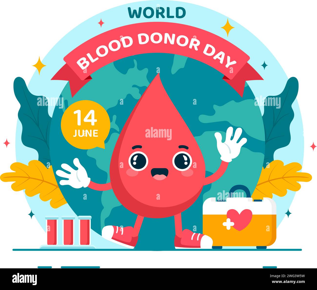 World Blood Donor Day Vector Illustration on June 14 with Human Donated ...