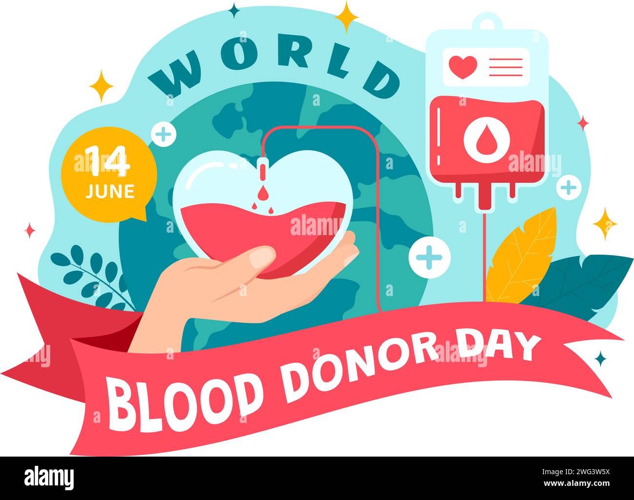 World Blood Donor Day Vector Illustration on June 14 with Human Donated ...