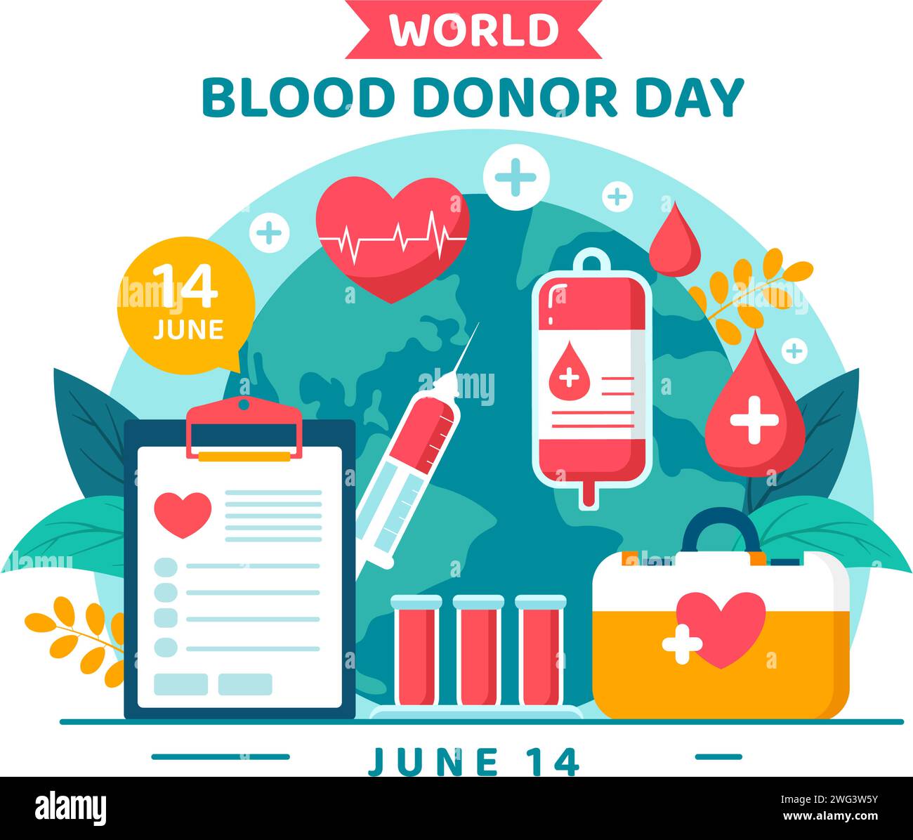 World Blood Donor Day Vector Illustration on June 14 with Human Donated ...
