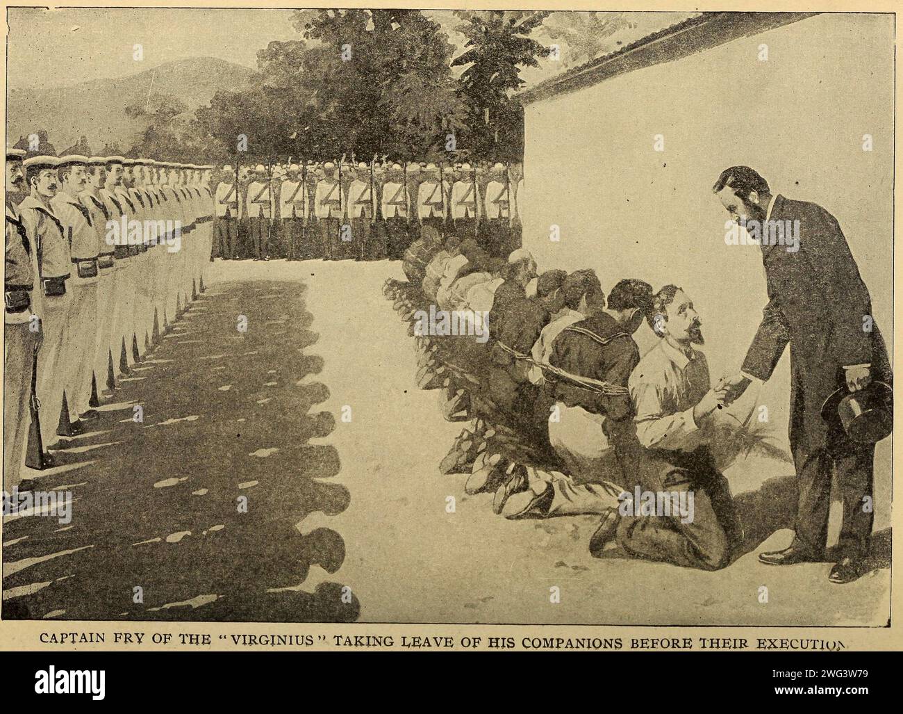 American Captain Fry shaking hands with his crew before their execution by Spanish authority ...