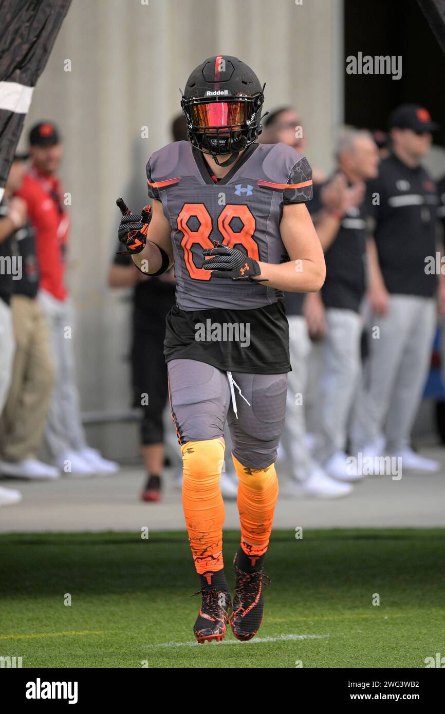 Team Fire wide receiver Jack Ressler (88) runs onto the field during ...