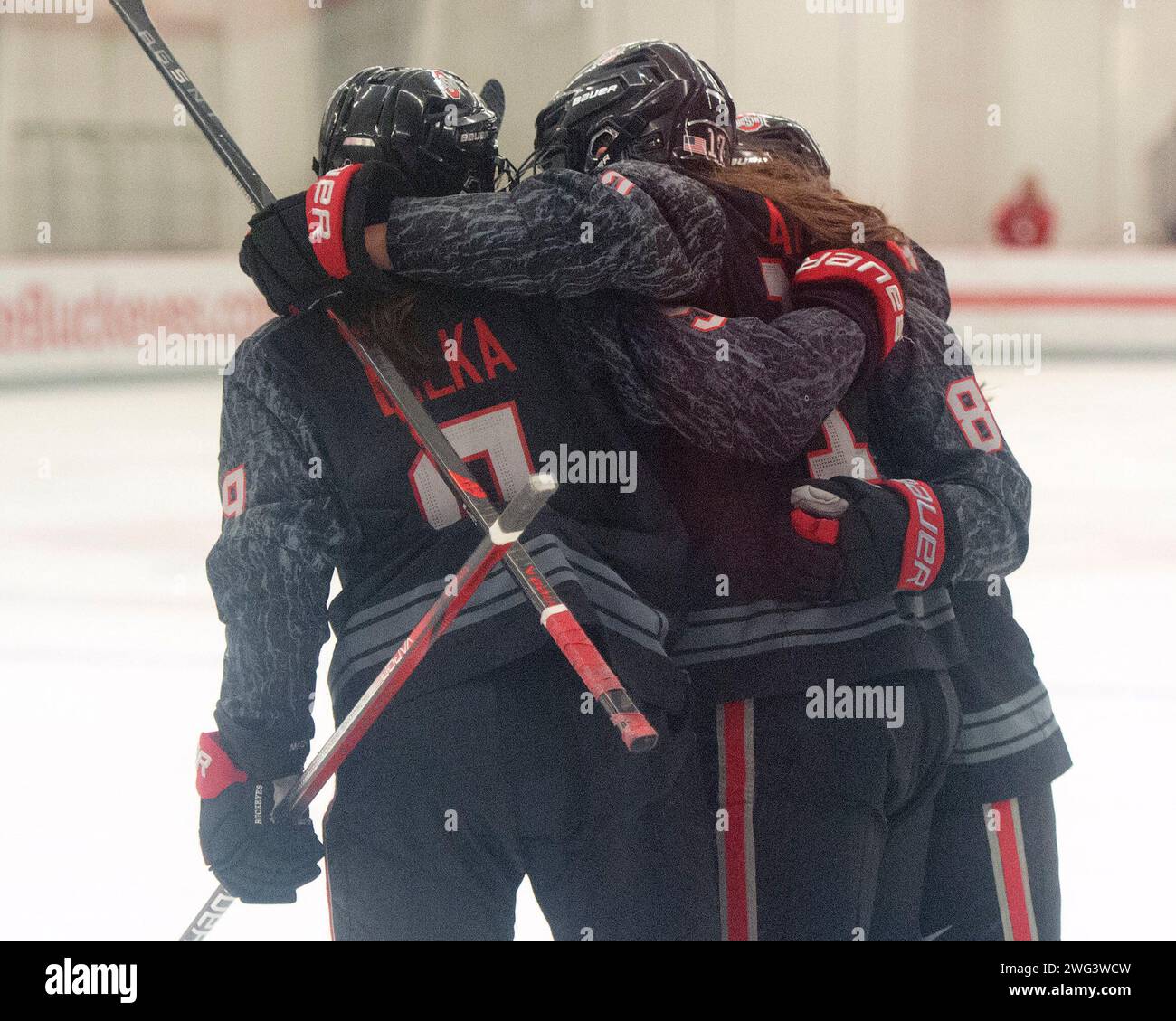 February 2, 2024: Ohio State Buckeyes forward Hannah Bilka (9) and Ohio ...