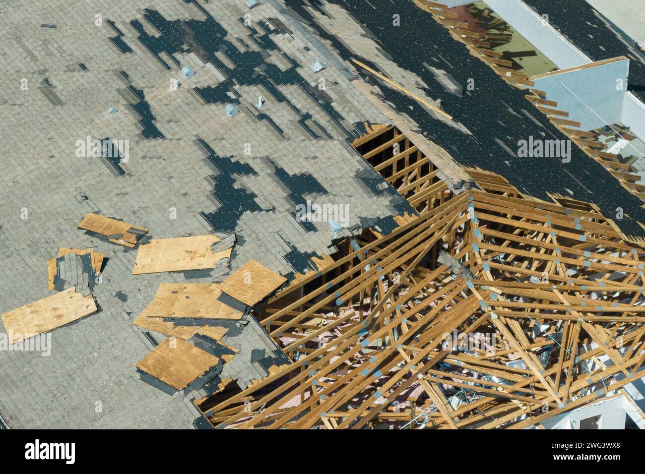 Hurricane Ian destroyed house roof and walls in Florida residential ...