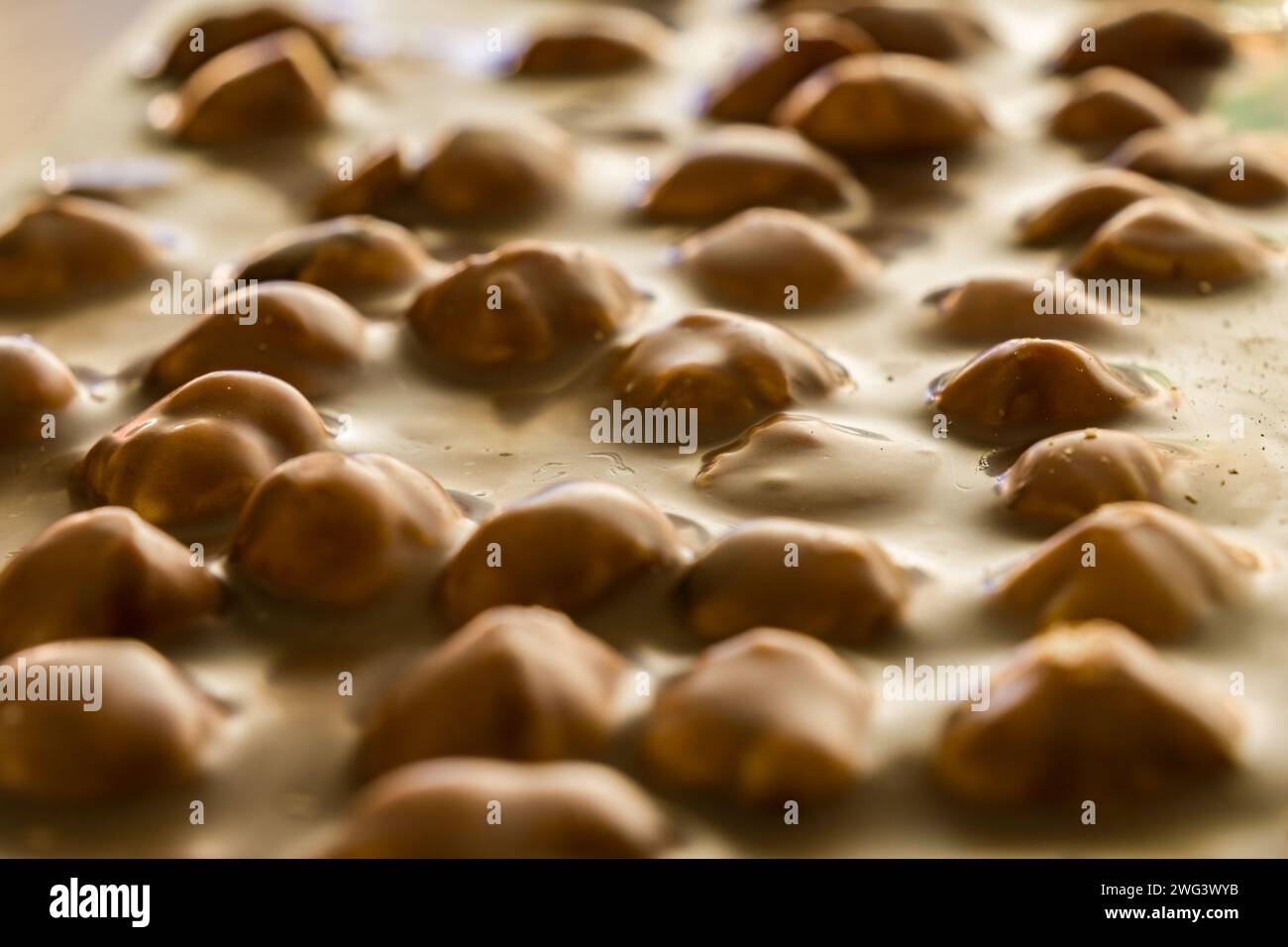 Macro close up on hazelnut milk chocolate texture nutrition diet ...