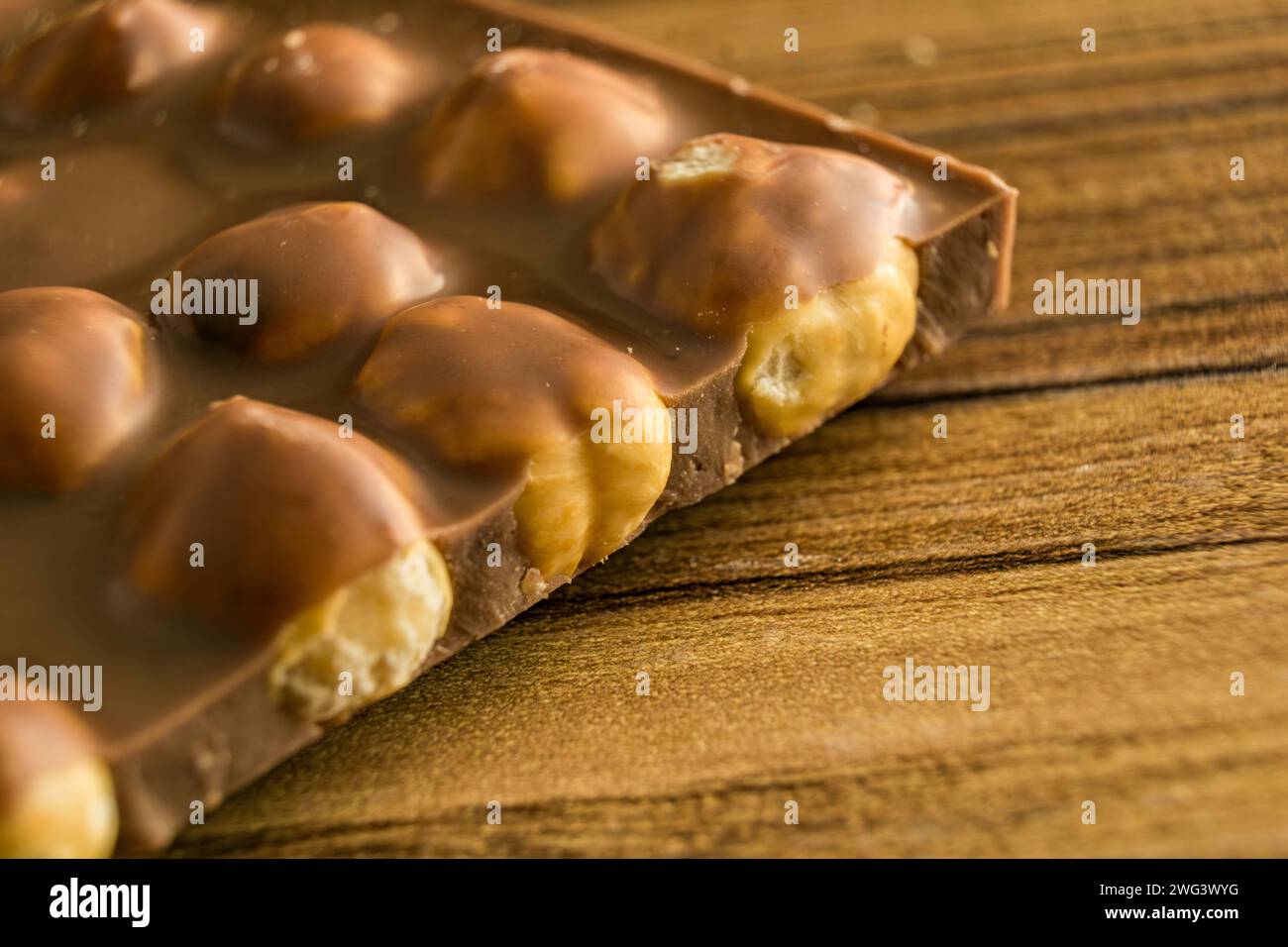 Macro close up on hazelnut milk chocolate texture nutrition diet ...