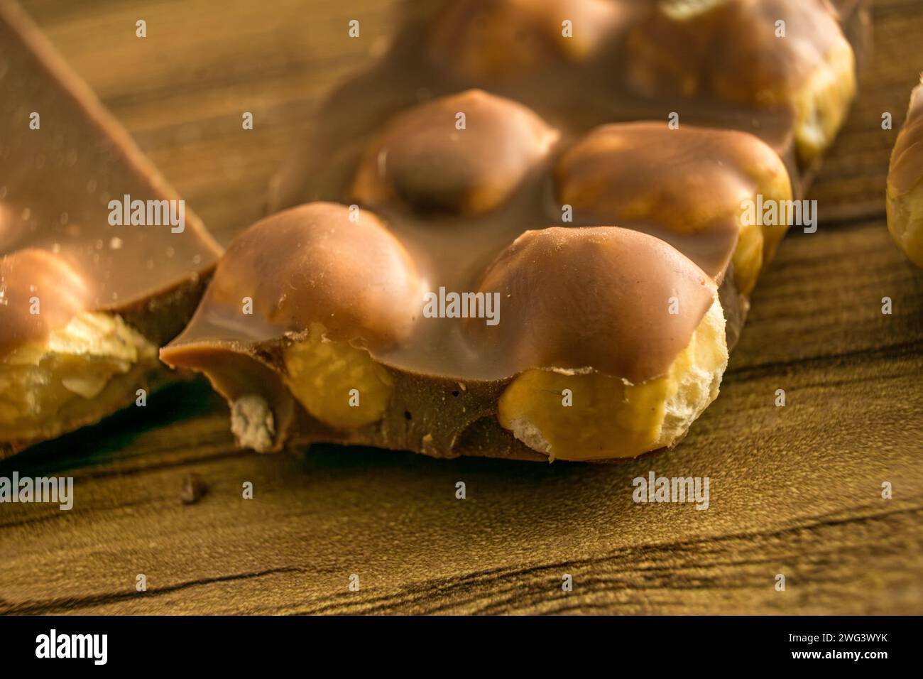 Macro close up on hazelnut milk chocolate texture nutrition diet ...