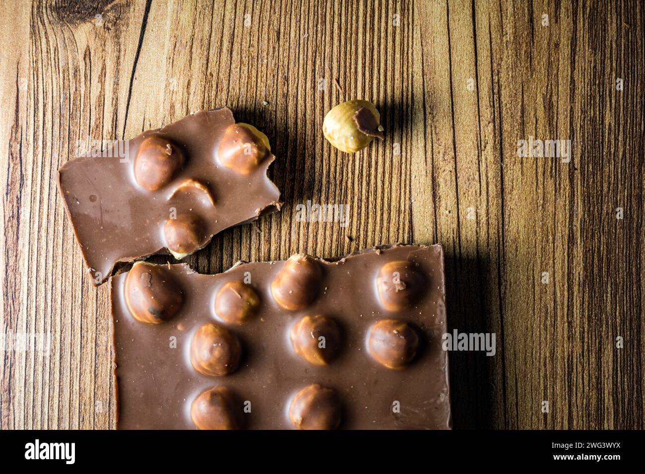 Macro close up on hazelnut milk chocolate texture nutrition diet ...