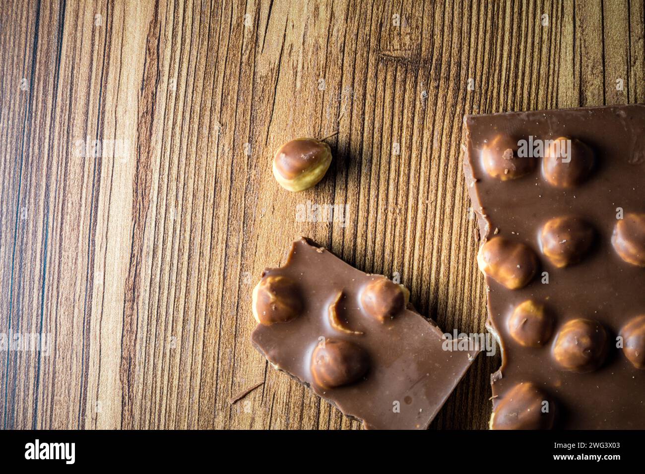 Macro close up on hazelnut milk chocolate texture nutrition diet ...