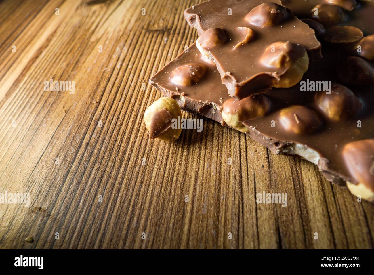 Macro close up on hazelnut milk chocolate texture nutrition diet ...