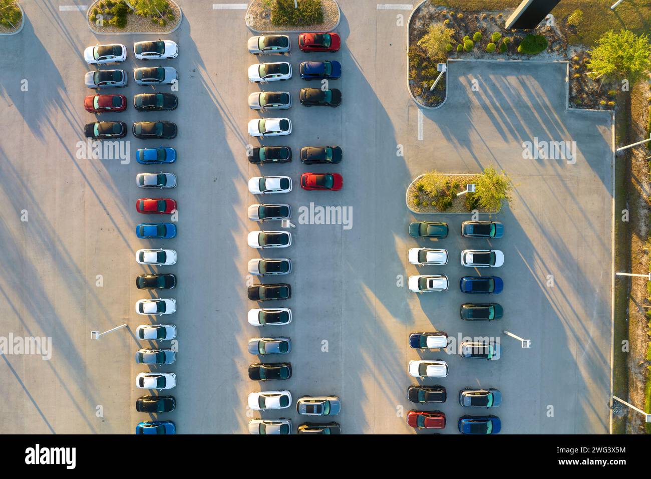 Large parking lot of local dealer with many brand new cars parked for ...