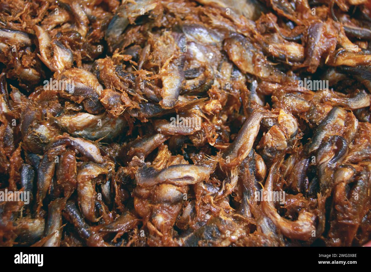 Close-up of prohok or fermented salted fish, a traditional local ...