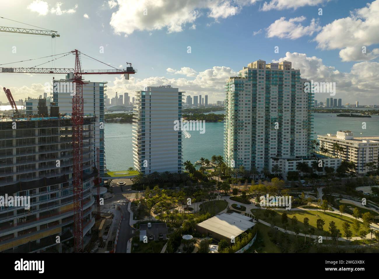 Aerial view of new developing residense in american urban area. Tower ...