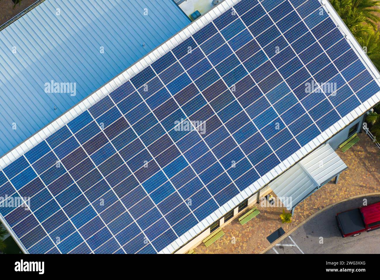 Solar rooftop on commercial center in Florida. Photovoltaic panels for ...