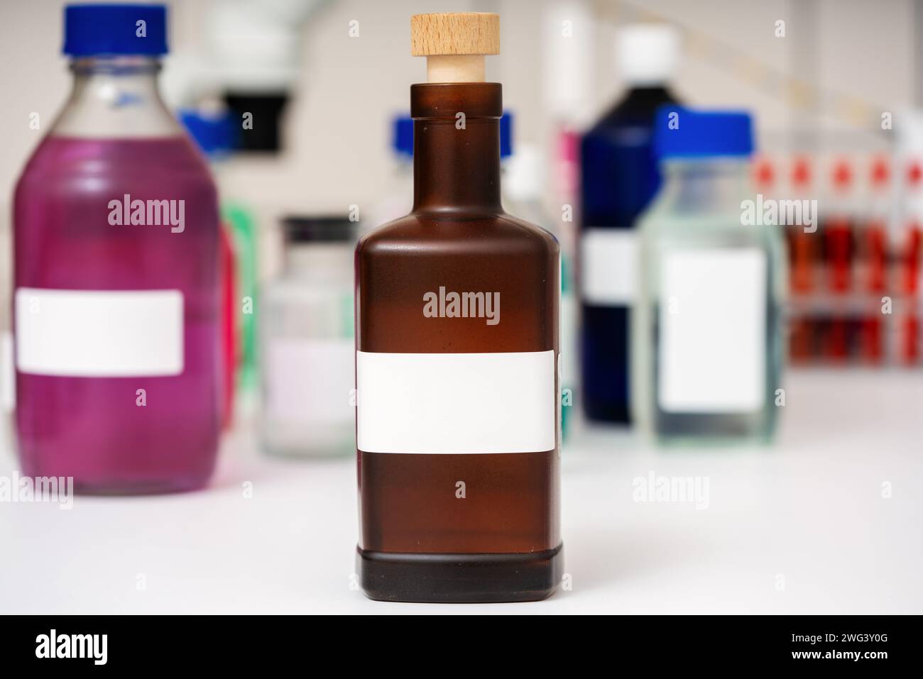 Glass laboratory bottles Stock Photo - Alamy