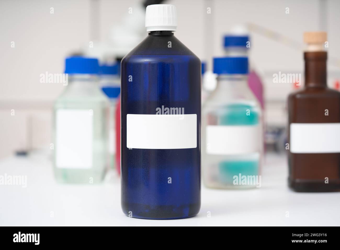 Glass laboratory bottles Stock Photo - Alamy