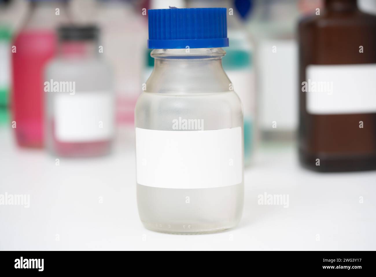 Glass laboratory bottles Stock Photo - Alamy