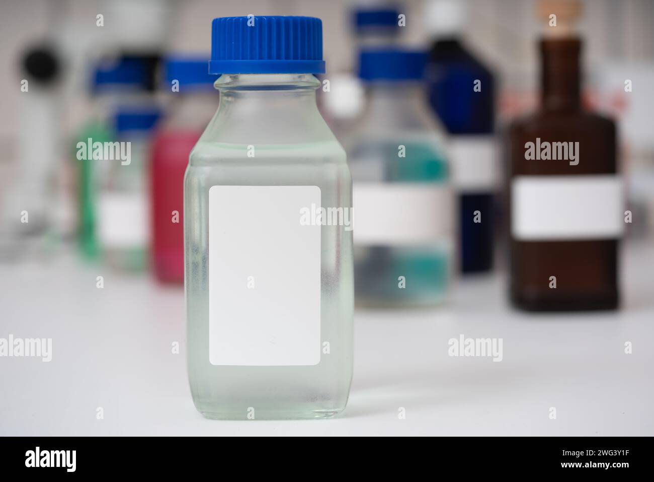 Glass laboratory bottles Stock Photo - Alamy
