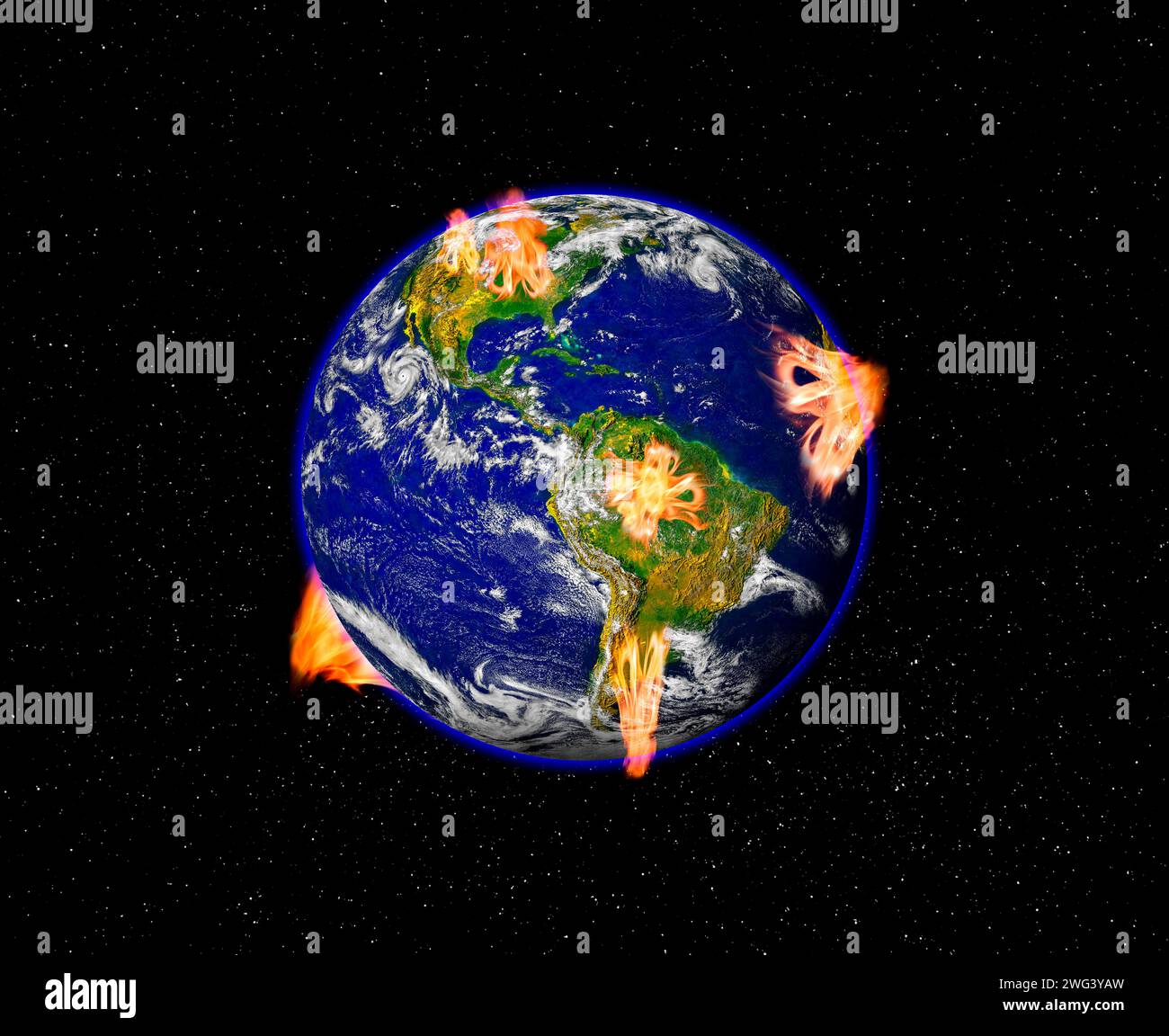 Earth on fire, illustration Stock Photo - Alamy