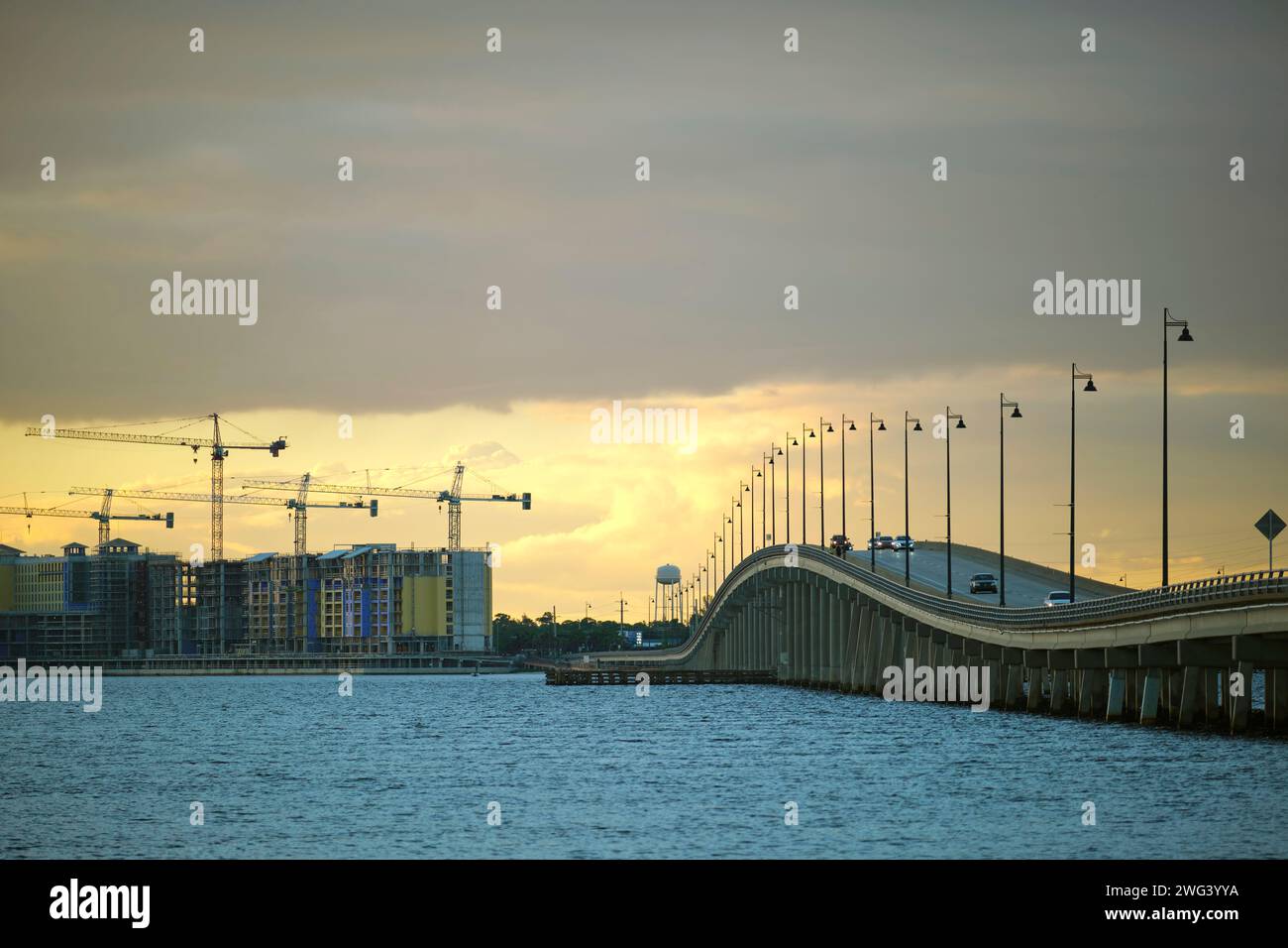 Barron Collier Bridge and Gilchrist Bridge in Florida with moving ...