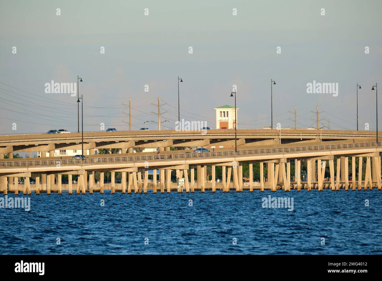 Barron Collier Bridge and Gilchrist Bridge in Florida with moving ...