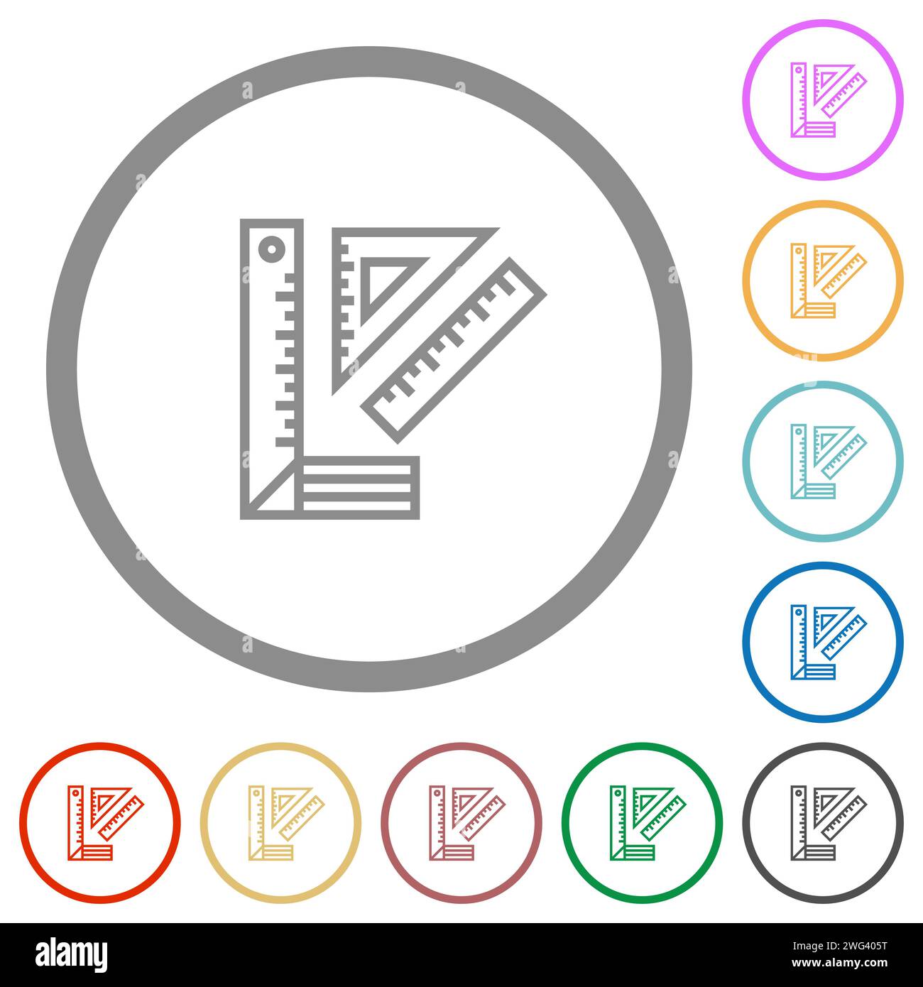 Rulers flat color icons in round outlines on white background Stock Vector Image & Art - Alamy