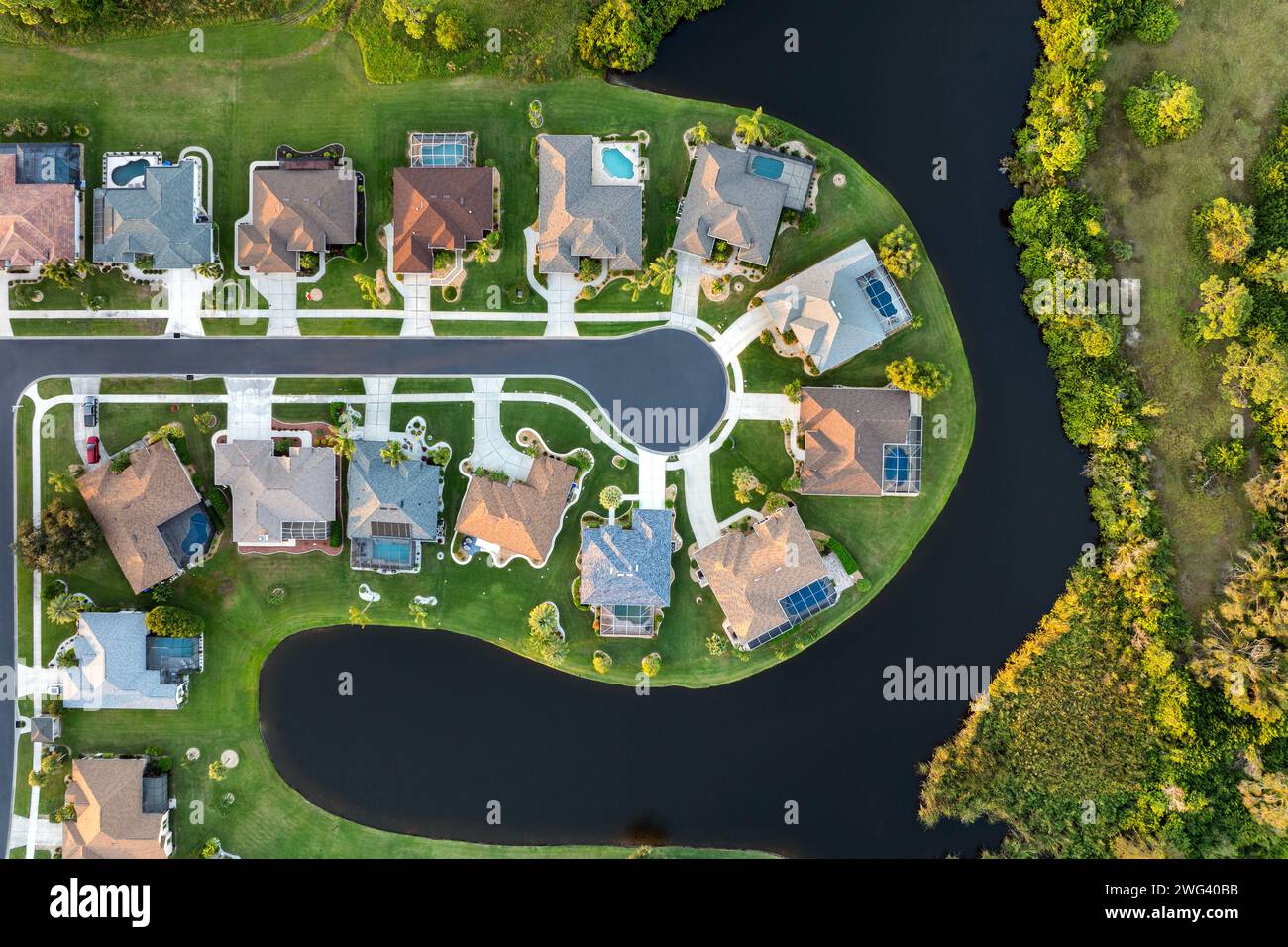 Residential homes in suburban sprawl development in North Port, Florida ...
