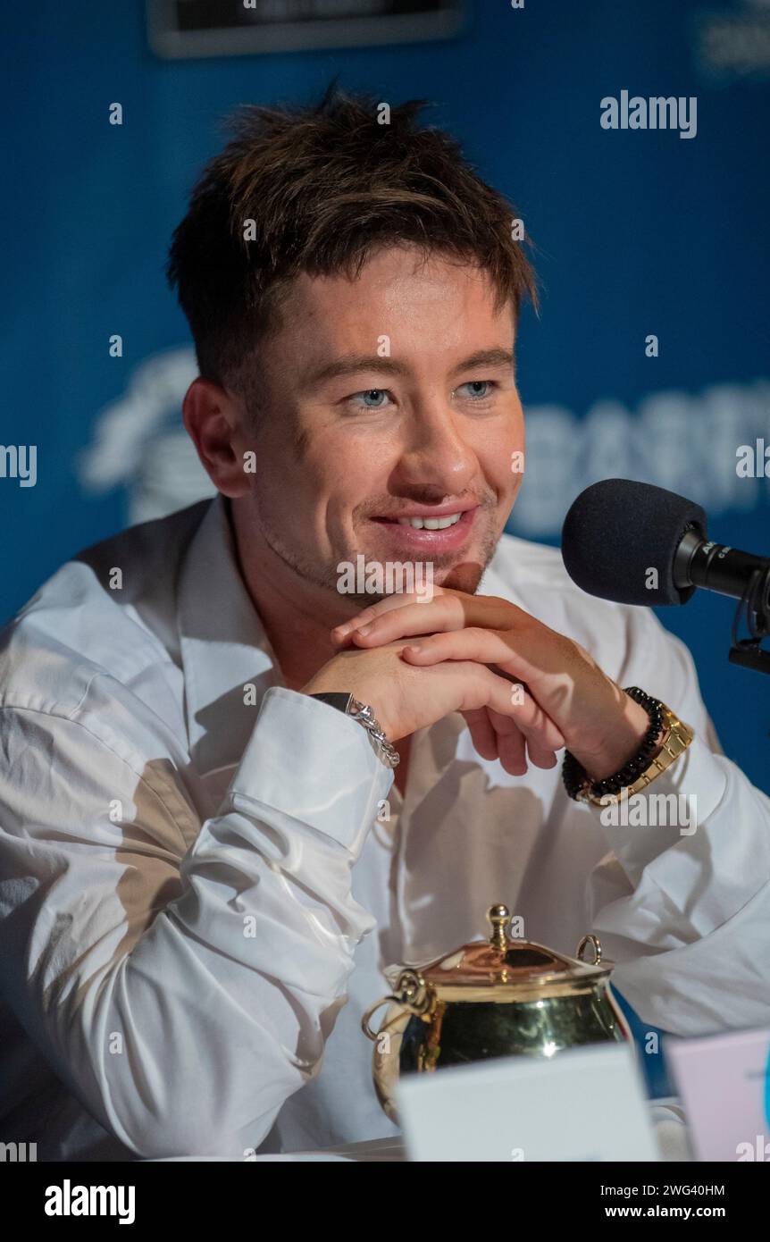 Irish actor Barry Keoghan takes questions during a press conference ...