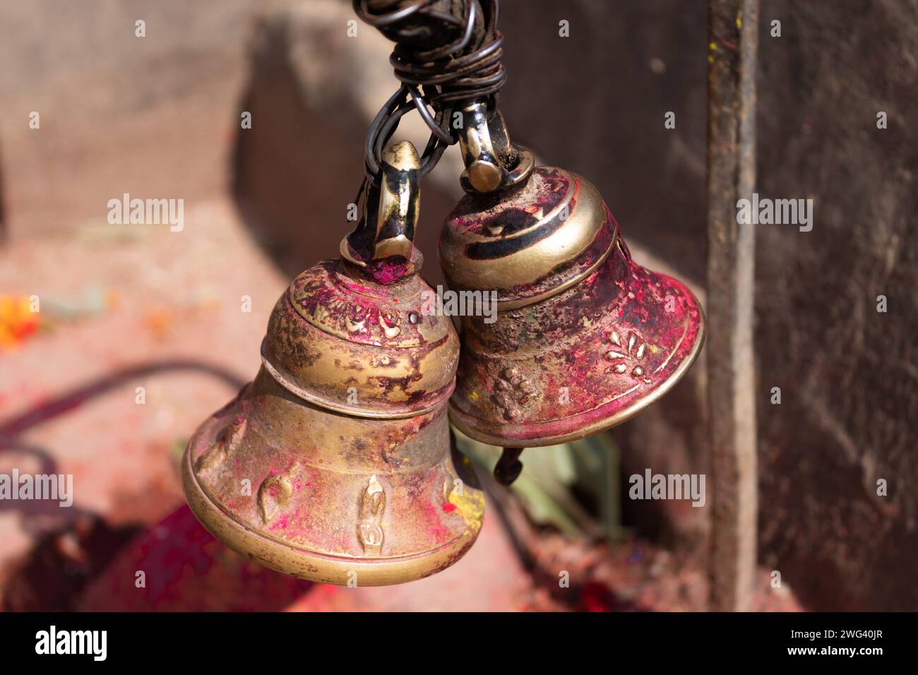 Prayer bells(Ghanti) is ringed while entering the temple which is an ...