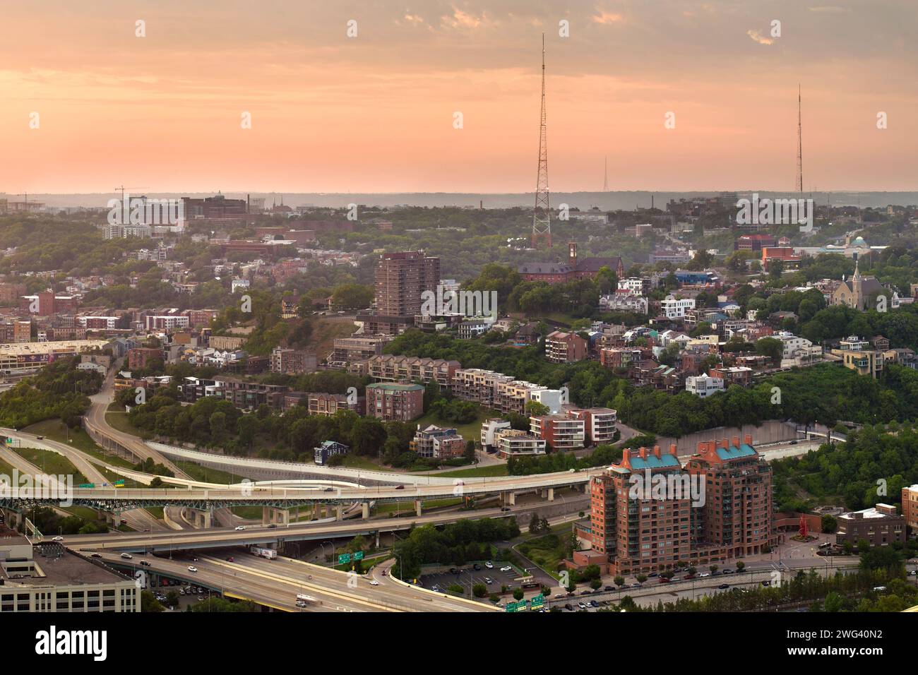 Cincinnati, Ohio residential neighborhood townscape. Mount Adams is ...