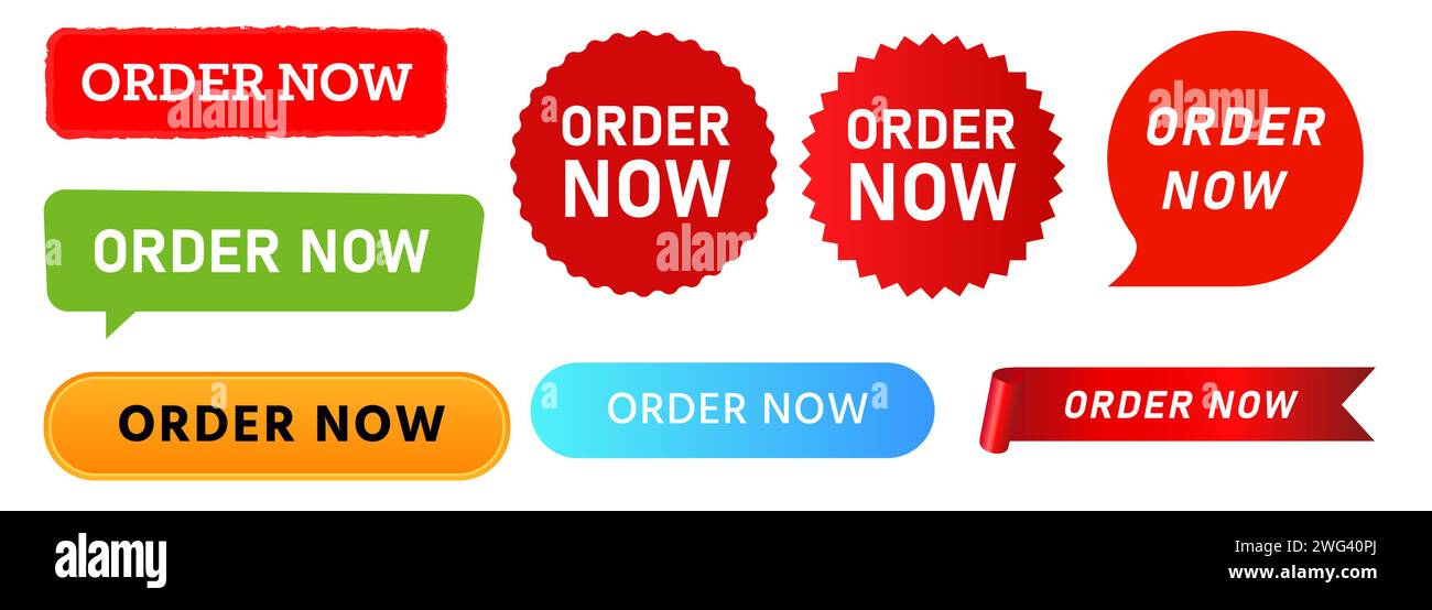 Order now transaction call to action button ribbon label sticker ...