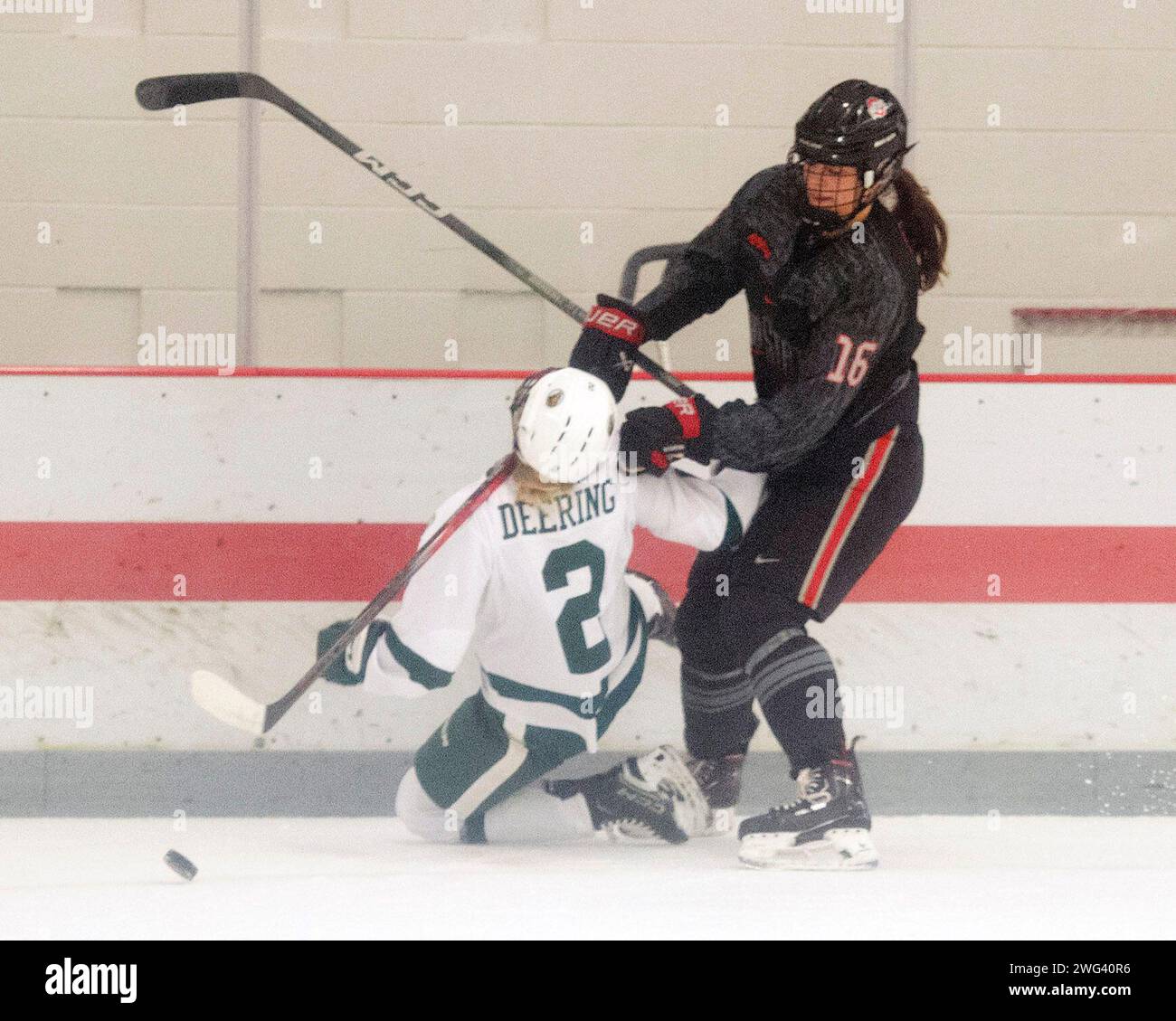 February 2, 2024: Ohio State Buckeyes forward Joy Dunne (16) collides ...