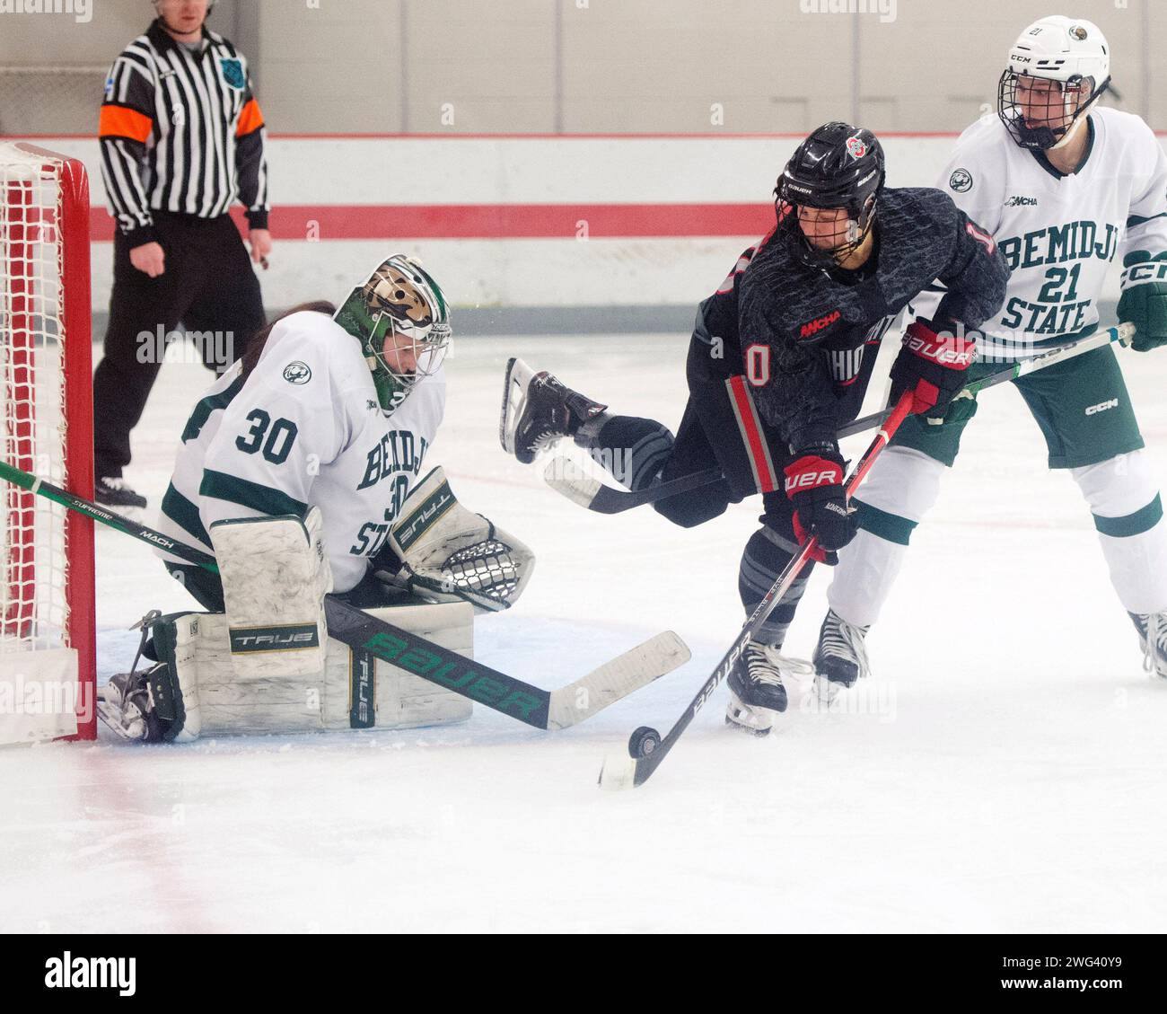 Columbus, Ohio, USA. 2nd Feb, 2024. Bemidji State Beavers goaltender ...