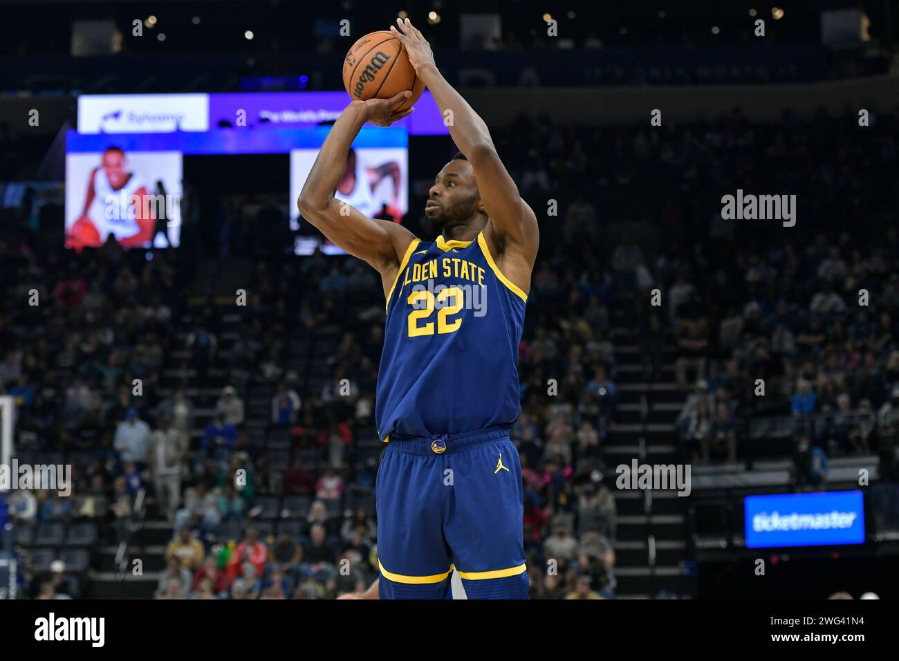 Golden State Warriors forward Andrew Wiggins (22) shoots in the second ...