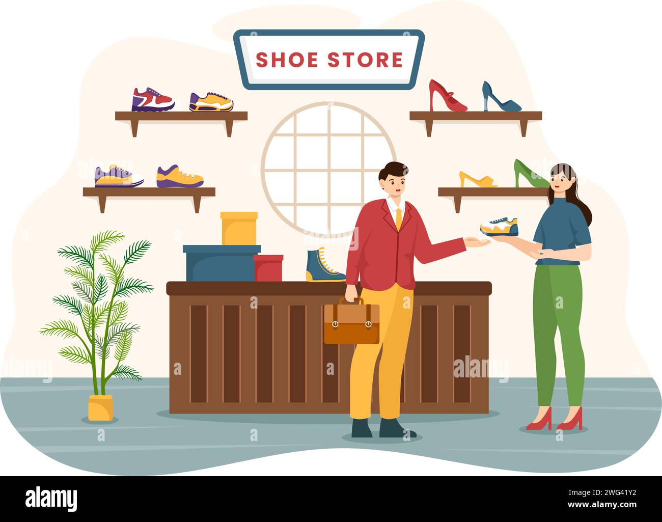Shoe Store Vector Illustration with New Collection Men or Women Various ...