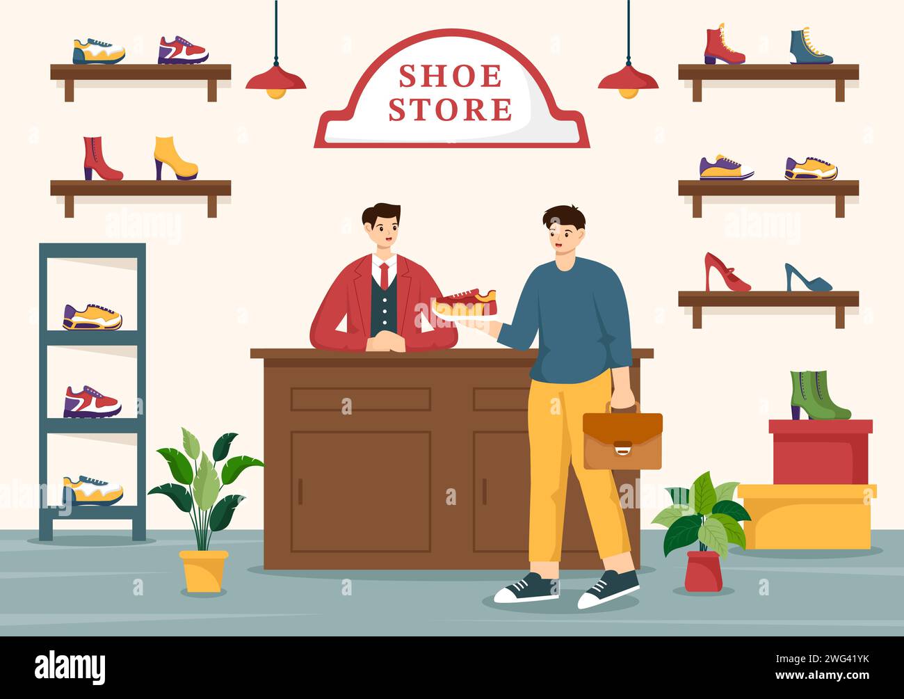 Shoe Store Vector Illustration with New Collection Men or Women Various ...