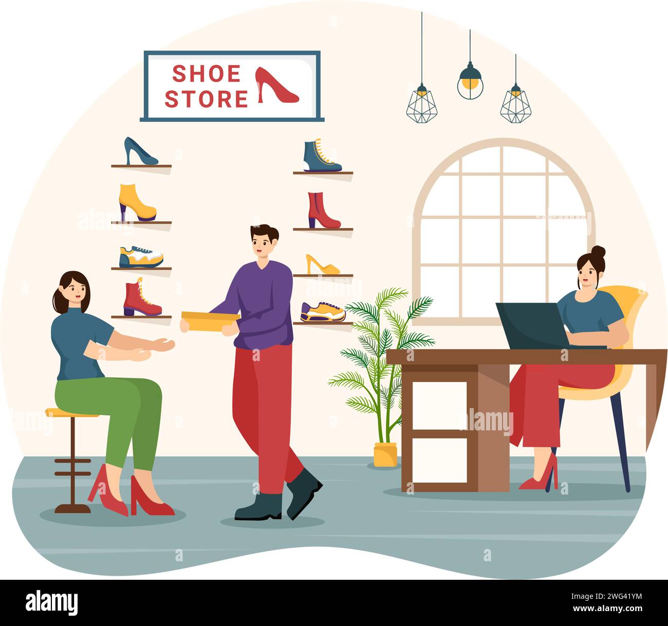 Shoe Store Vector Illustration with New Collection Men or Women Various ...