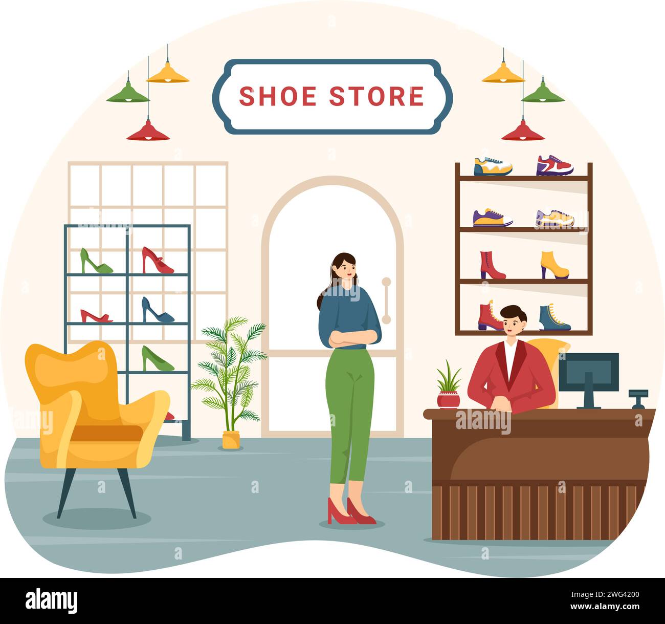 Shoe Store Vector Illustration with New Collection Men or Women Various ...