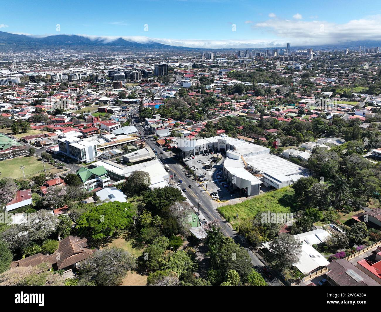 Aerial View of Escazu with Plaza Atlantis and Barrio Maynard Stock ...