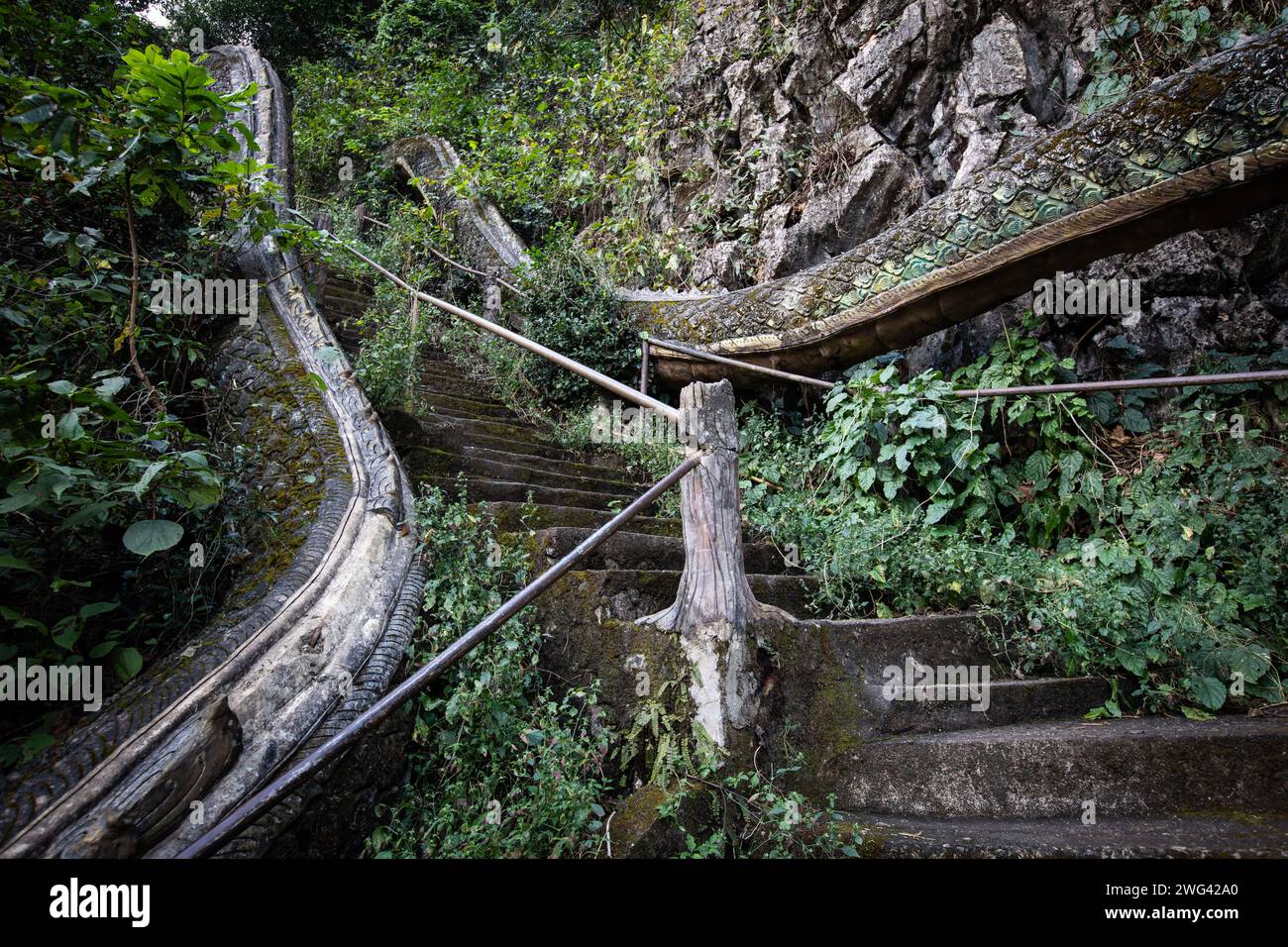 Mae Sai, Thailand. 17th Jan, 2024. Dragon stairs leading to a cave at ...