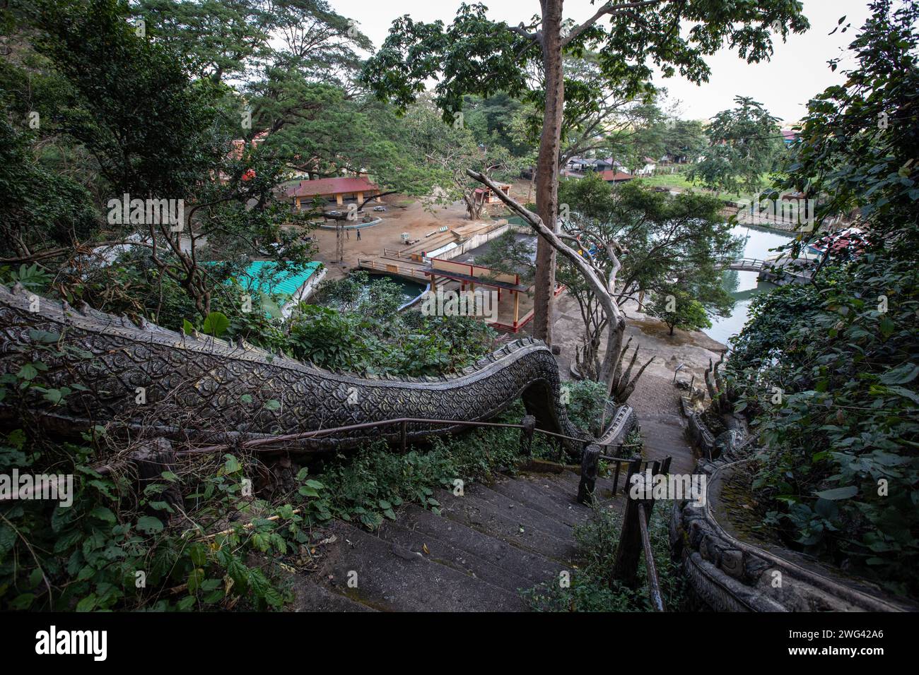 Mae Sai, Thailand. 17th Jan, 2024. Dragon stairs leading to a cave at ...