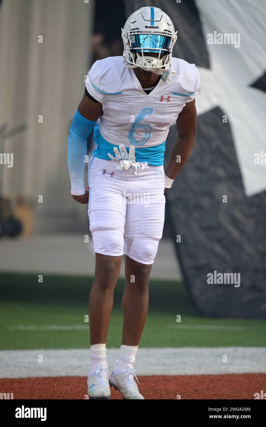 Team Ice wide receiver Mylan Graham (6) runs onto the field during ...