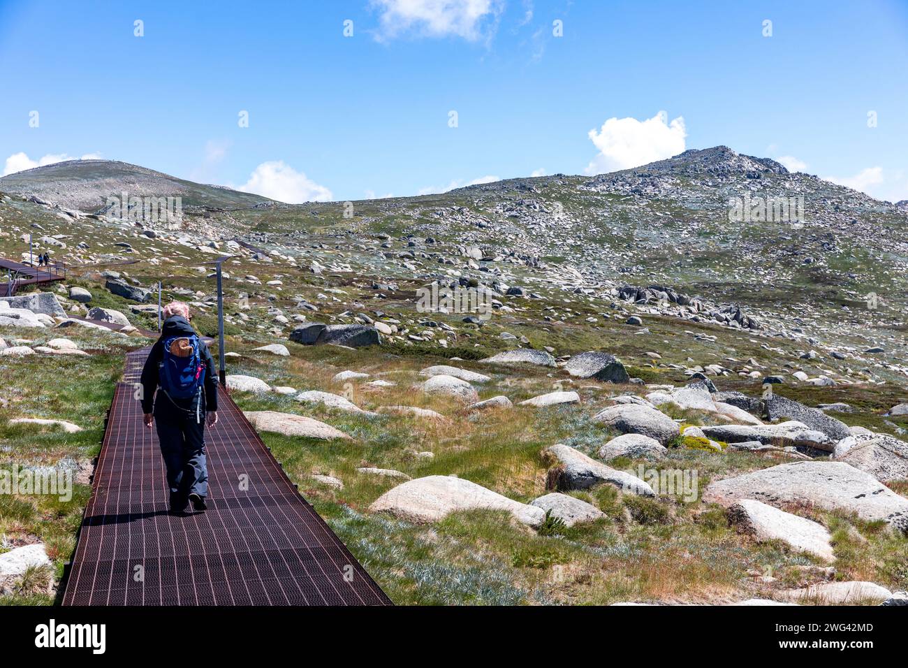 Kosciusko national park, model released woman walking on the steel ...