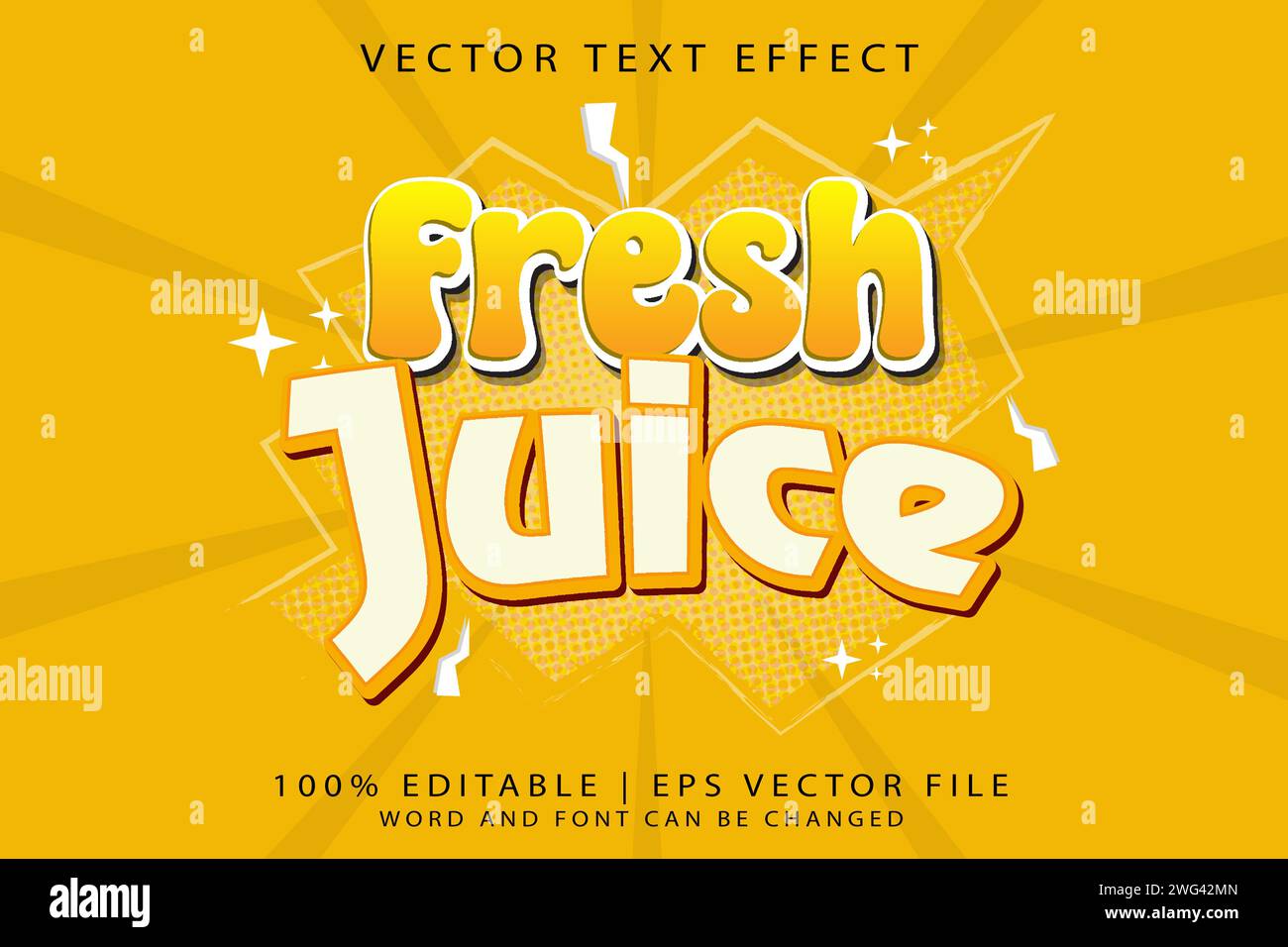 Fresh Juice 3D cartoon template style premium vector with editable text effect Stock Vector ...