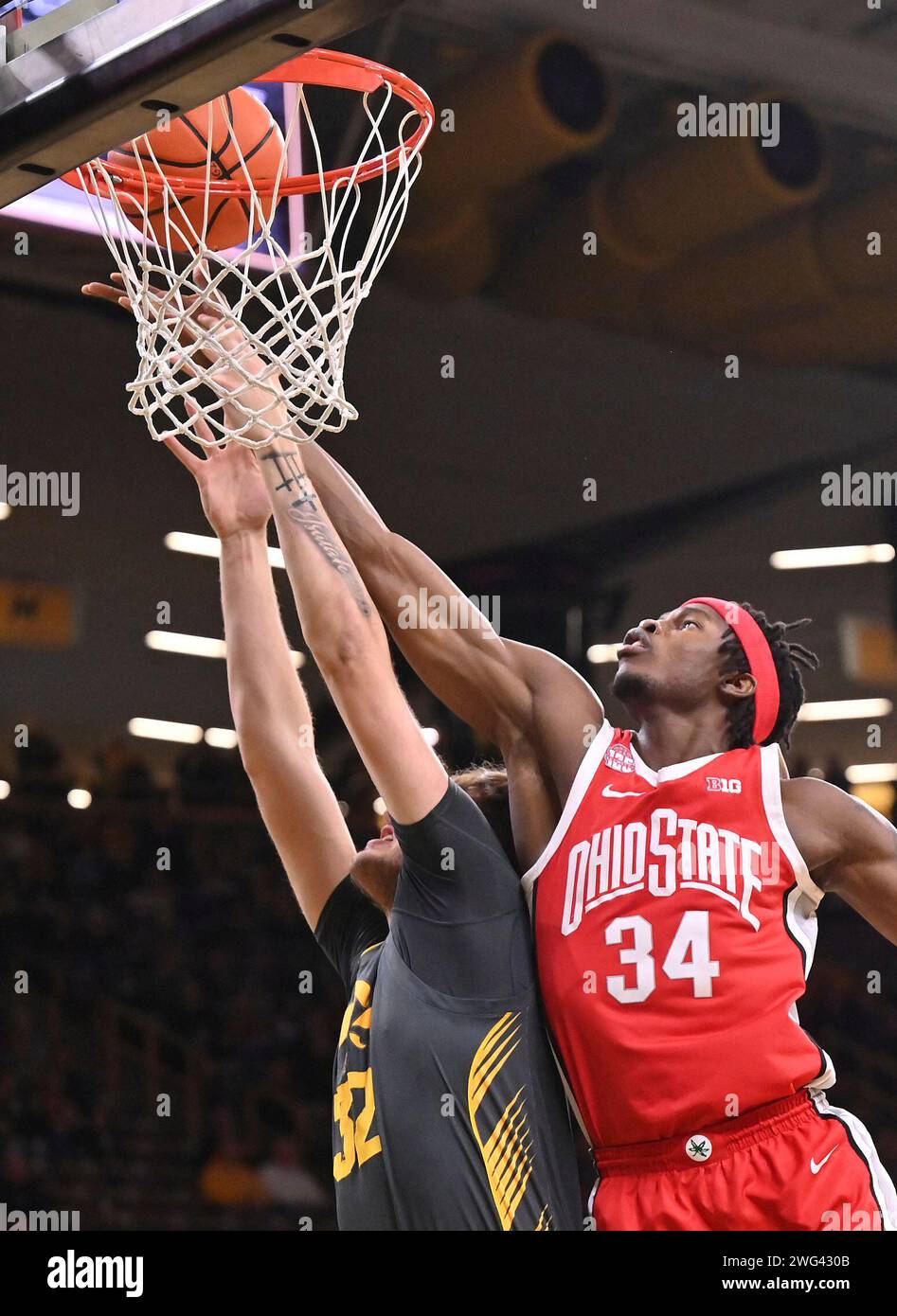 IOWA CITY, IA - FEBRUARY 02: Ohio State center Felix Okpara (34 ...