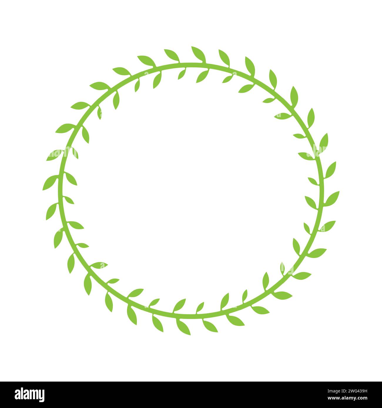 Green Leaves Round Wreath Frame Vector Illustration Stock Vector Image ...
